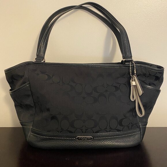 Coach | Bags | Coach Signature Black Park Carrie Tote | Poshmark